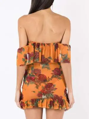 AMIR SLAMA Floral-print Mesh Crop Top