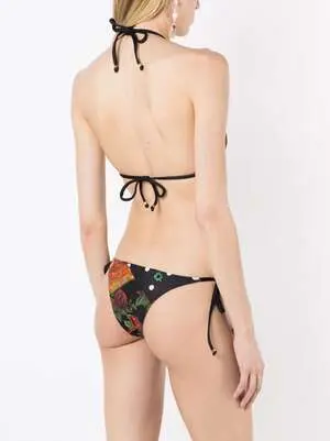 AMIR SLAMA Patchwork Rose-pattern Bikini Set