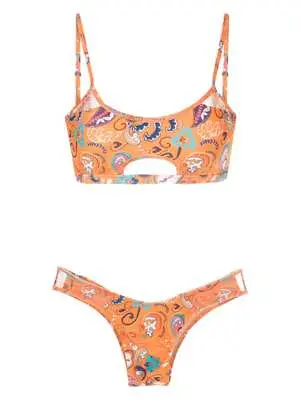 AMIR SLAMA Graphic-print Bikini Set - Orange