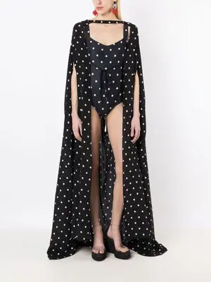AMIR SLAMA Polka-dot Print Silk Cape