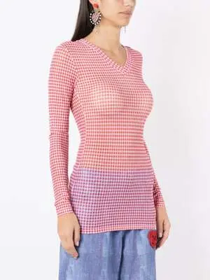 AMIR SLAMA Gingham-check Pattern Top