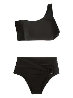 AMIR SLAMA Gathered Buckle Two-piece Bikini Set - Black