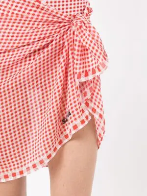 AMIR SLAMA Logo-print Gingham Skirt