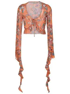 AMIR SLAMA Graphic-print Mesh Blouse