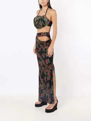 AMIR SLAMA Cut-out Floral Maxi Skirt