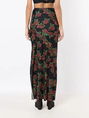 AMIR SLAMA Cut-out Floral Maxi Skirt