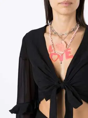 AMIR SLAMA Ruffled Trim Crop Top