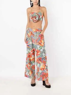 AMIR SLAMA Floral-appliqué Crop Top