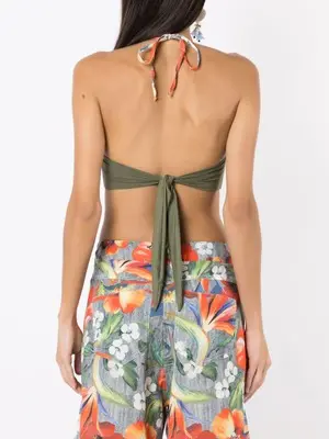 AMIR SLAMA Floral-appliqué Crop Top