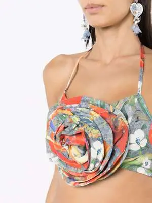 AMIR SLAMA Floral-appliqué Crop Top