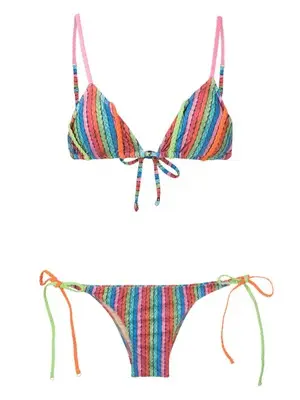 AMIR SLAMA Braided-pattern Bikini Set - Multicolour