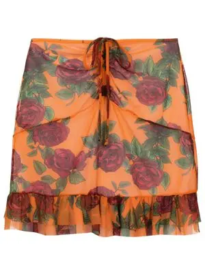 AMIR SLAMA Rose-pattern Miniskirt