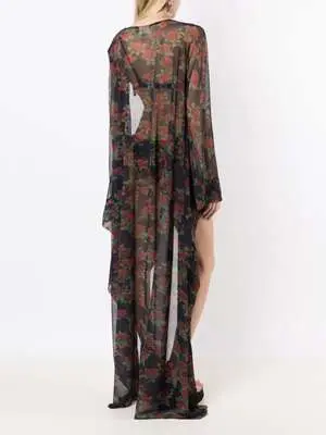 AMIR SLAMA Sheer Rose-pattern Kaftan