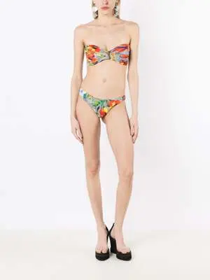 AMIR SLAMA Hibiscus Print Bandeau Bikini Set