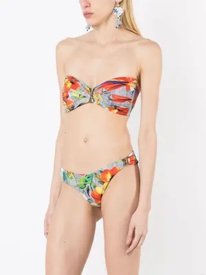 AMIR SLAMA Hibiscus Print Bandeau Bikini Set