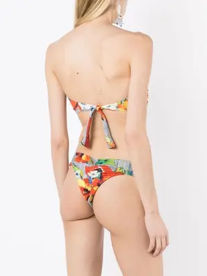 AMIR SLAMA Hibiscus Print Bandeau Bikini Set