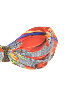 AMIR SLAMA Hibiscus Print Bandeau Bikini Set