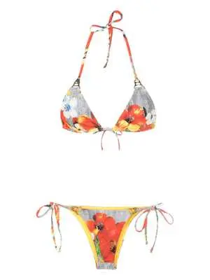 AMIR SLAMA Hibiscus-print Bikini Set - Multicolour