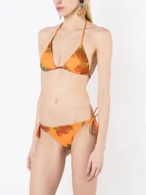 AMIR SLAMA Rose-pattern Two-piece Bikini Set