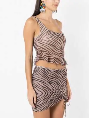 AMIR SLAMA Animal-print One-shoulder Top