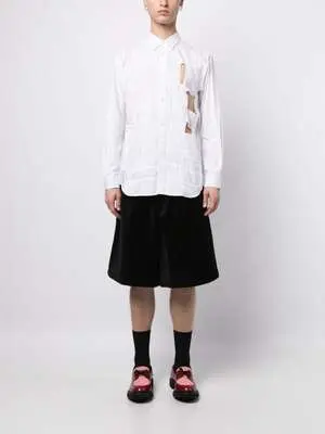 Comme Des Garçons Panelled Cut-out Cotton Shirt