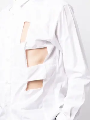 Comme Des Garçons Panelled Cut-out Cotton Shirt