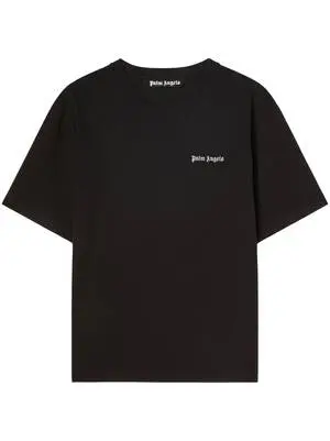 Palm Angels Embroidered-logo Crew-neck T-shirt - Black