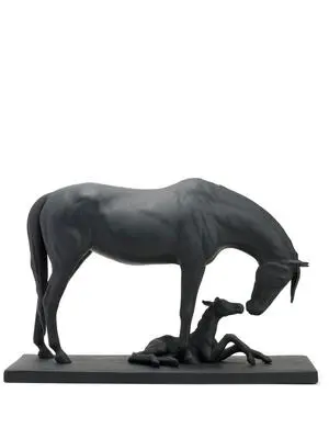 LLADRO Mare And Foal Porcelain Decorative Object - Black
