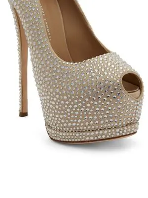 GIUSEPPE ZANOTTI Sharon 140mm Embellished Pumps - Neutrals