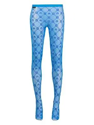 MARINE SERRE Flocked Moonogram Tights - Blue