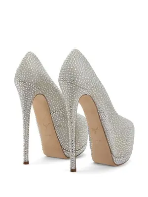 GIUSEPPE ZANOTTI Sharon 140mm Rhinestone Pumps - Grey