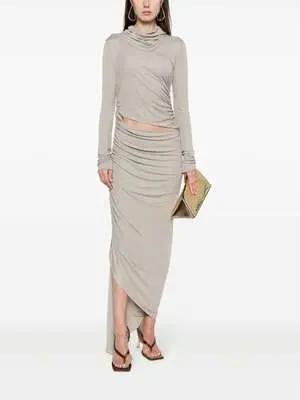 ANDREĀDAMO Asymmetric Draped Midi Dress - Grey