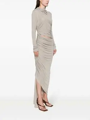 ANDREĀDAMO Asymmetric Draped Midi Dress - Grey