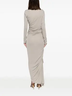 ANDREĀDAMO Asymmetric Draped Midi Dress - Grey
