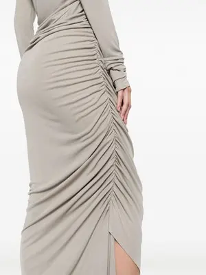 ANDREĀDAMO Asymmetric Draped Midi Dress - Grey