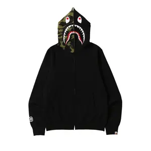 A BATHING APE Shark Full-zip Camo Hoodie - Black