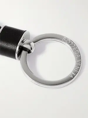 Bottega Veneta Silver-tone And Braided Leather Key Fob - Black