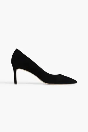 STUART WEITZMAN Leigh 75 Suede Pointed Toe Pumps - Black