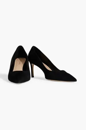 STUART WEITZMAN Leigh 75 Suede Pointed Toe Pumps - Black