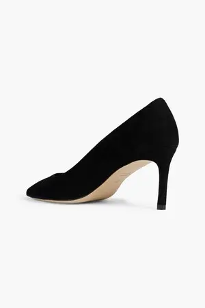STUART WEITZMAN Leigh 75 Suede Pointed Toe Pumps - Black