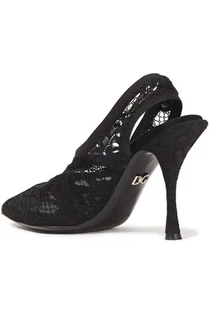 Dolce & Gabbana Stretch-lace Slingback Pumps