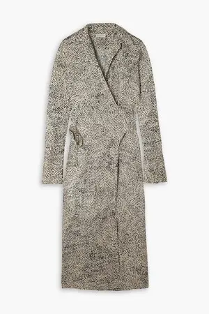 Dries Van Noten Printed Satinjacquard Midi Wrap Dress
