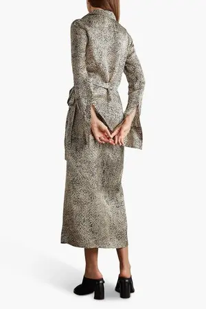 Dries Van Noten Printed Satinjacquard Midi Wrap Dress