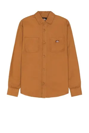 Dickies Duck Canvas Long Sleeve Shirt In Brown