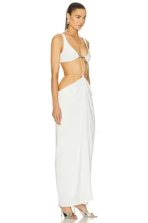 GRACE LING Square Lower Back Plate Pillar Drape Skirt