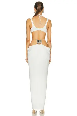 GRACE LING Square Lower Back Plate Pillar Drape Skirt