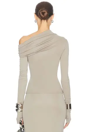 HELSA Matte Jersey Drape Shoulder Top