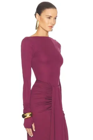 Helsa Matte Jersey Long Sleeve Top - Cabernet | Editorialist