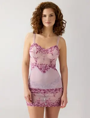 Wacoal Embrace Lace Chemise Sand/ivory - Keepsake Lilac Multi