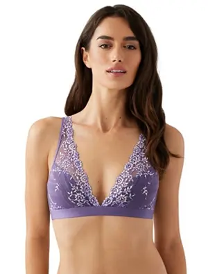 Wacoal Embrace Lace Wire Free Bralette Sand/ivory Grape Compote Multi